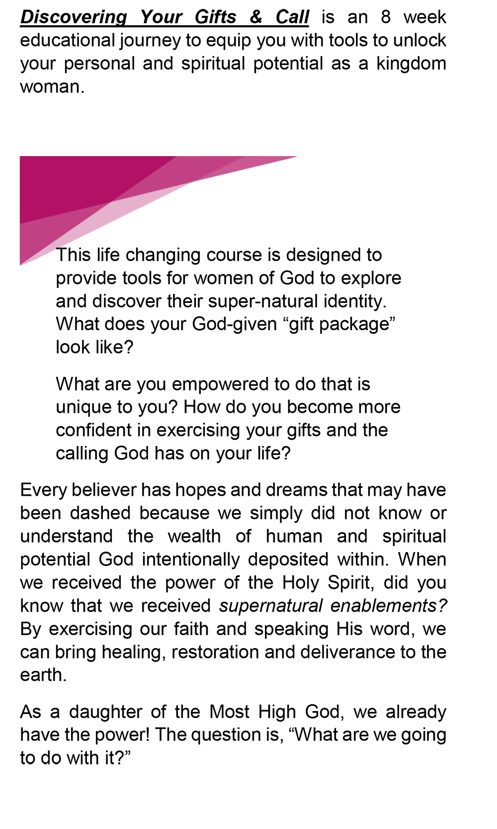 Discovering Your Gifts & Call